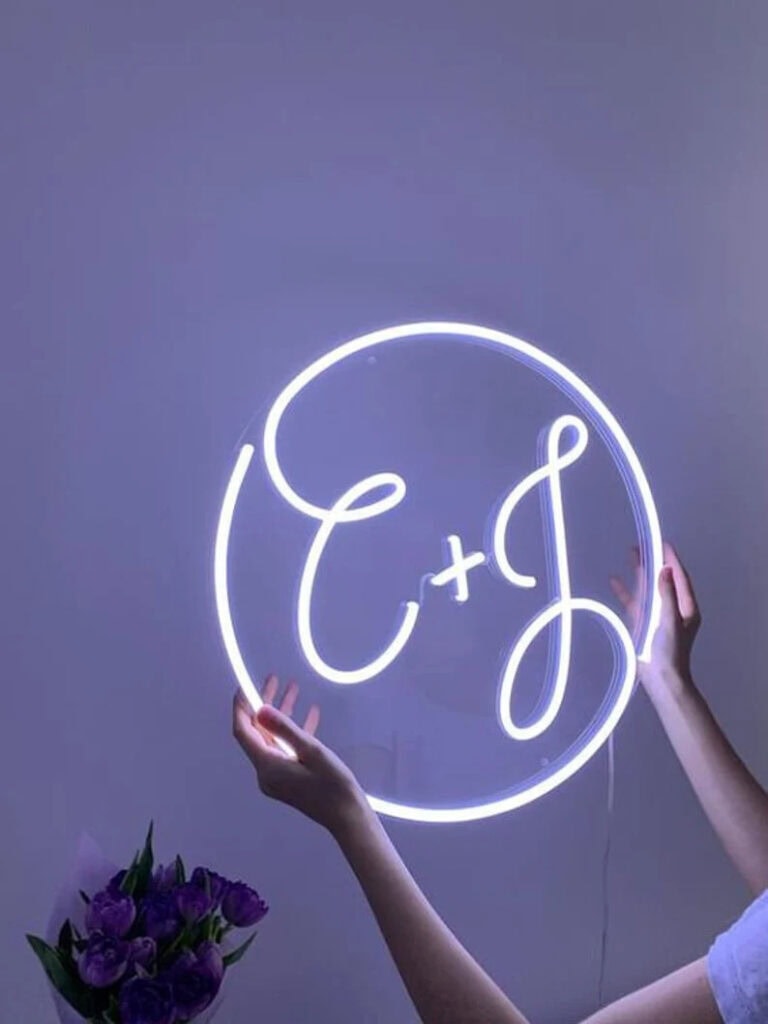 Wedding Round Neon Sign with Initials - Wedding Neon Signs