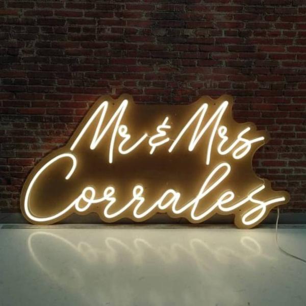 Mr & Mrs + Last Name Neon Wedding Sign - Wedding Neon Signs